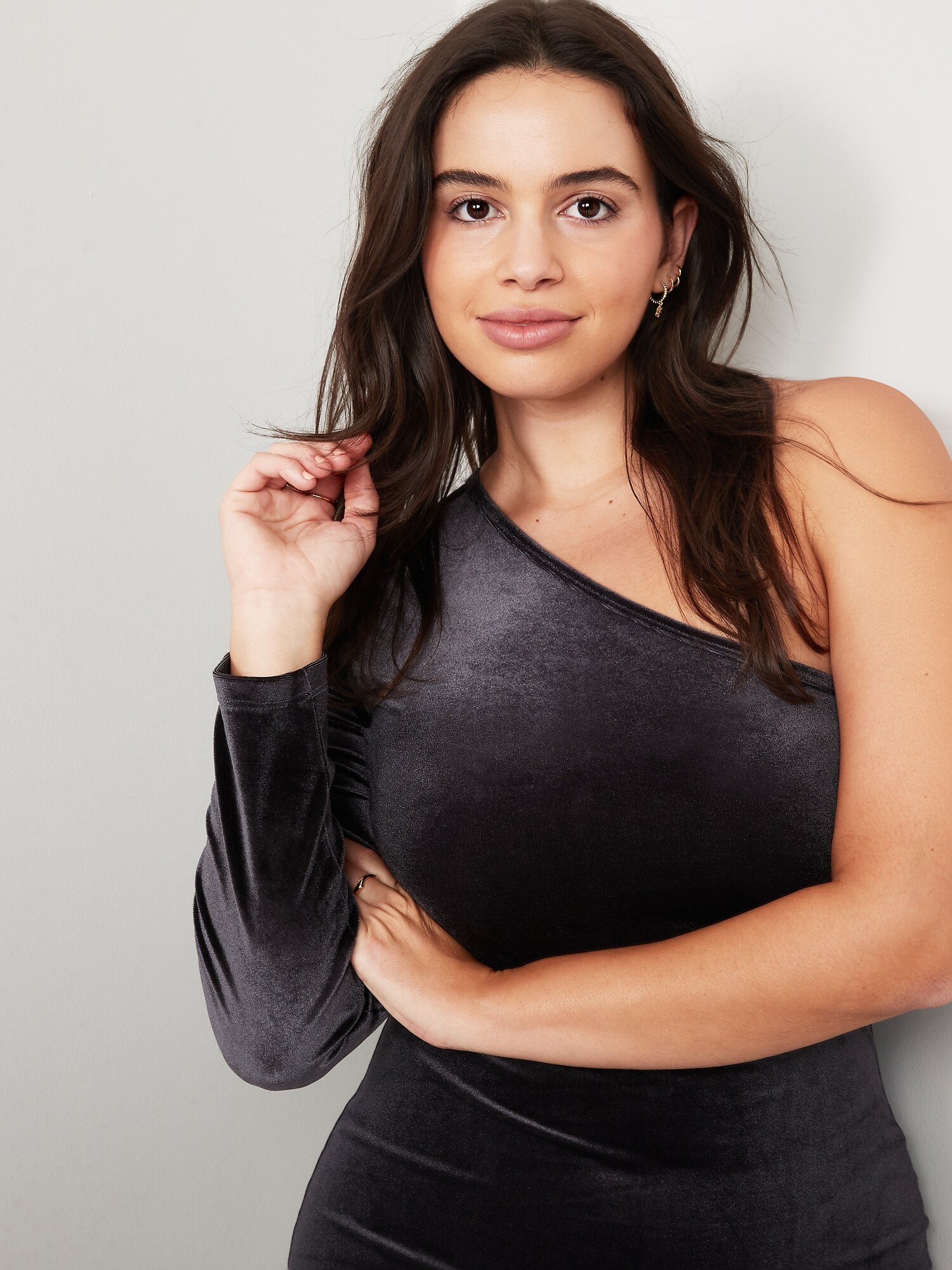 Fitted One-Shoulder Velvet Mini Dress for Women | Old Navy
