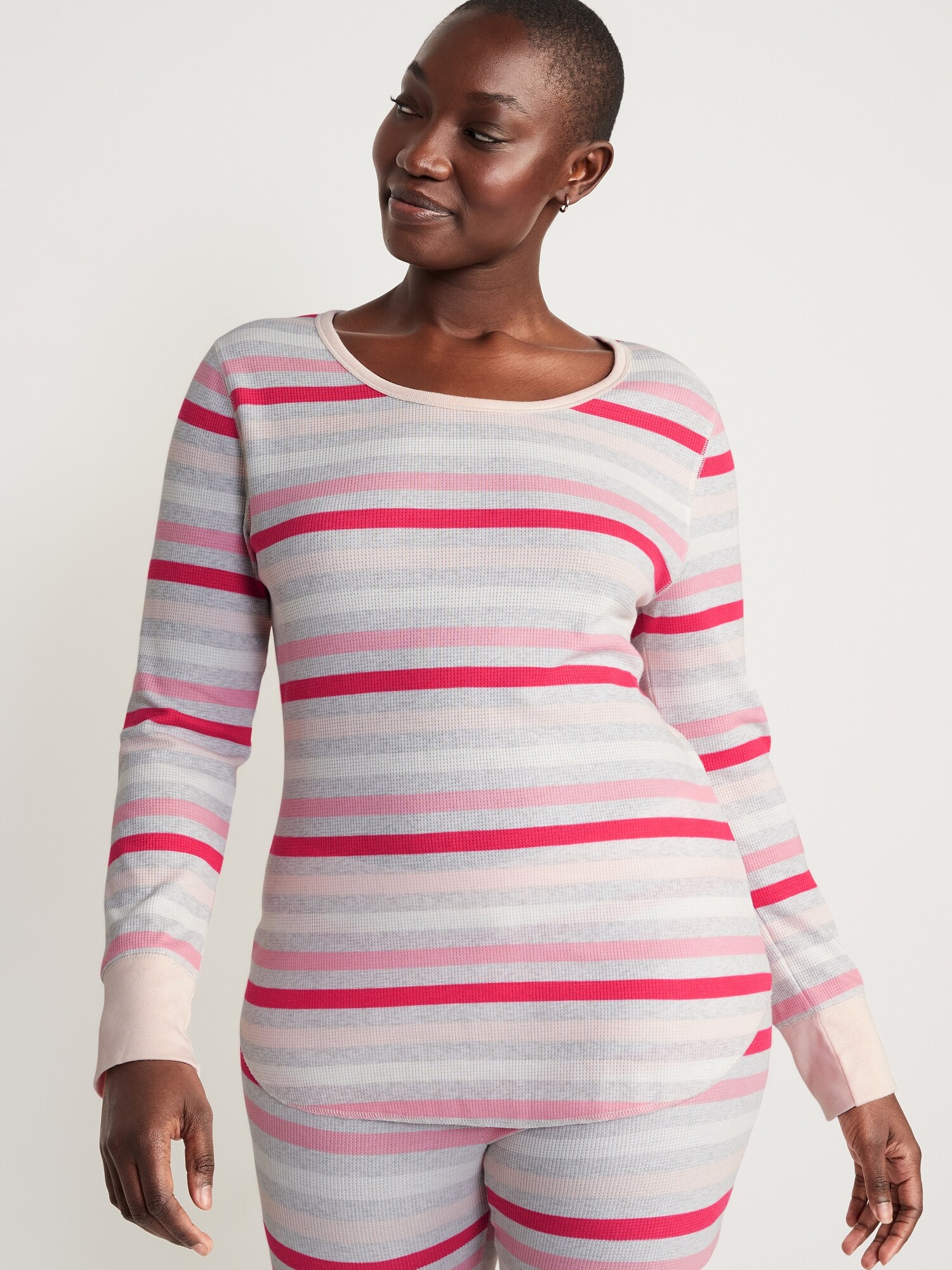 Printed Thermal-Knit Long-Sleeve Pajama Top for Women | Old Navy