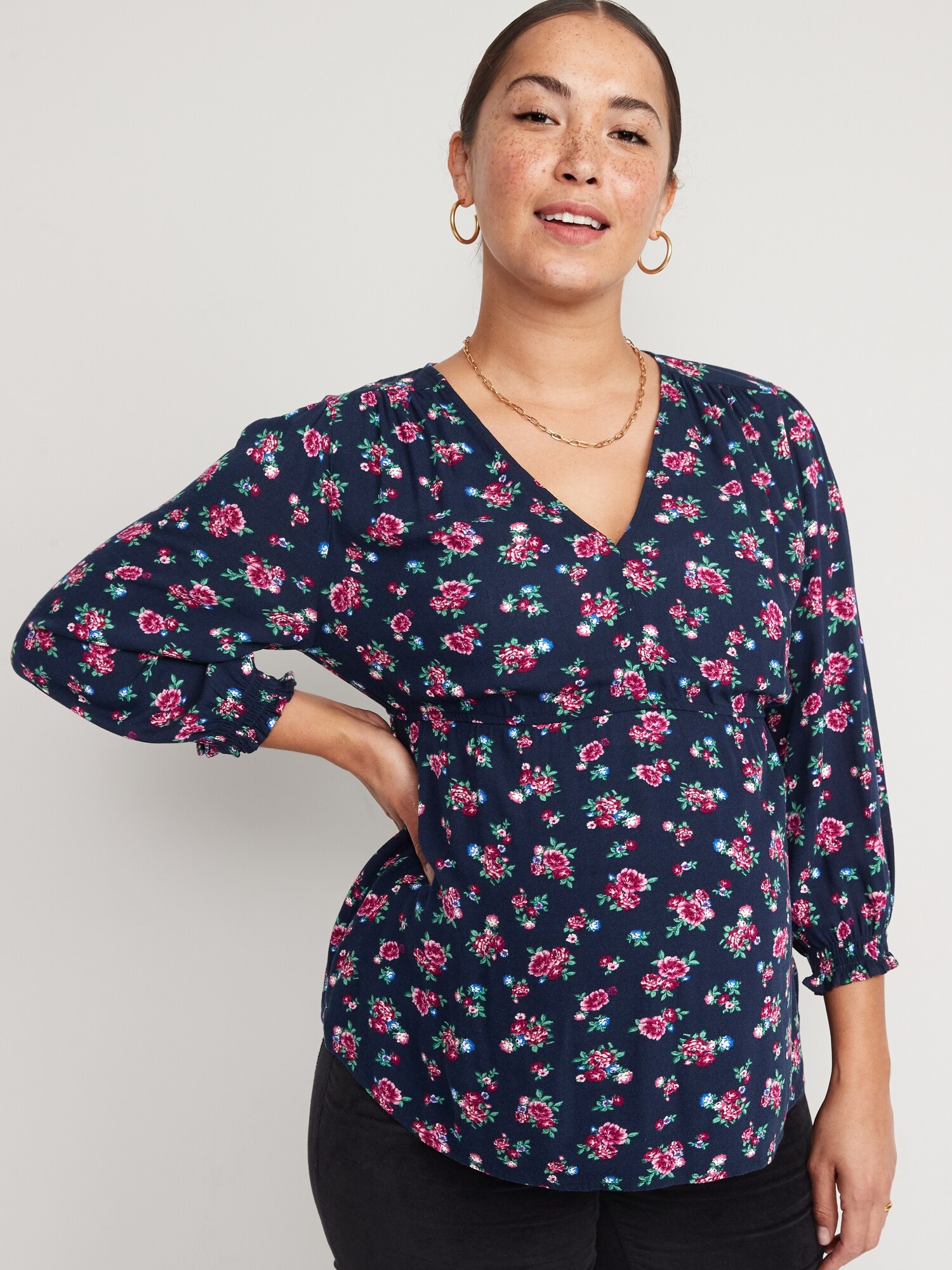 Maternity Puff-Sleeve Babydoll Blouse | Old Navy