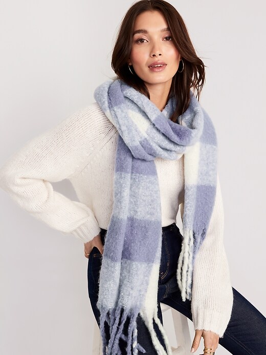 Cozy Soft Brushed Patterned Scarf for Women Old Navy