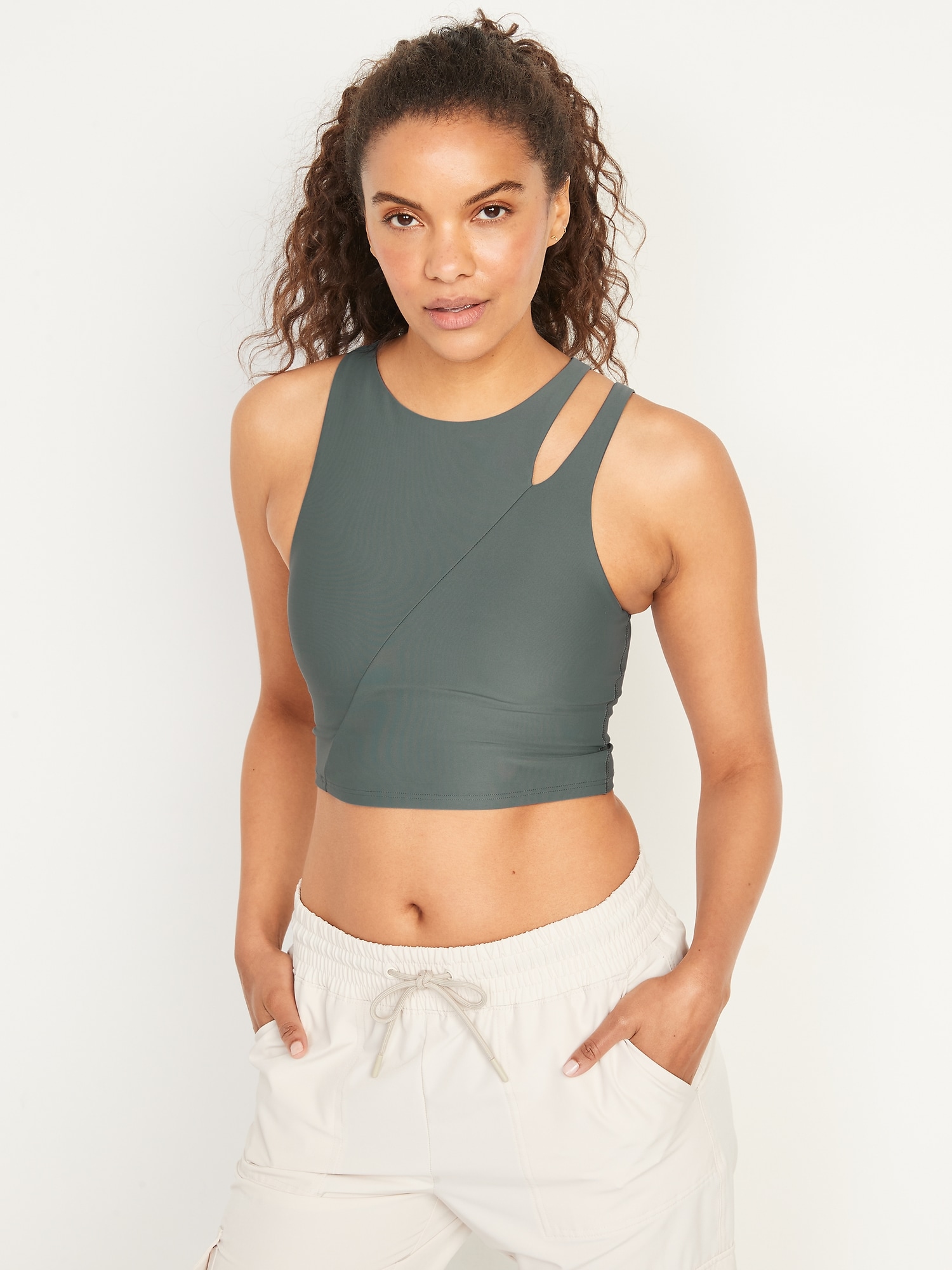 Medium Support PowerSoft Cutout Longline Sports Bra for Women XS-XXL ...