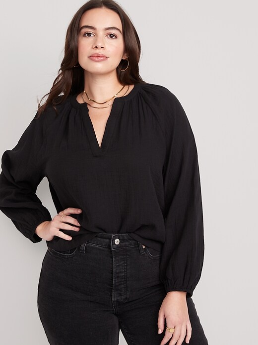 Split-Neck Blouse | Old Navy