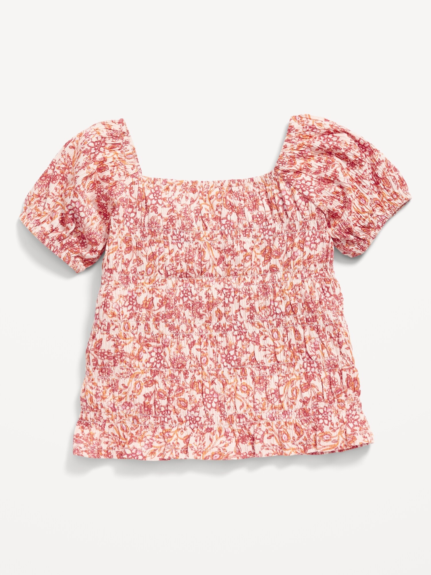 Printed Puckered-Jacquard Knit Smocked Top for Girls | Old Navy
