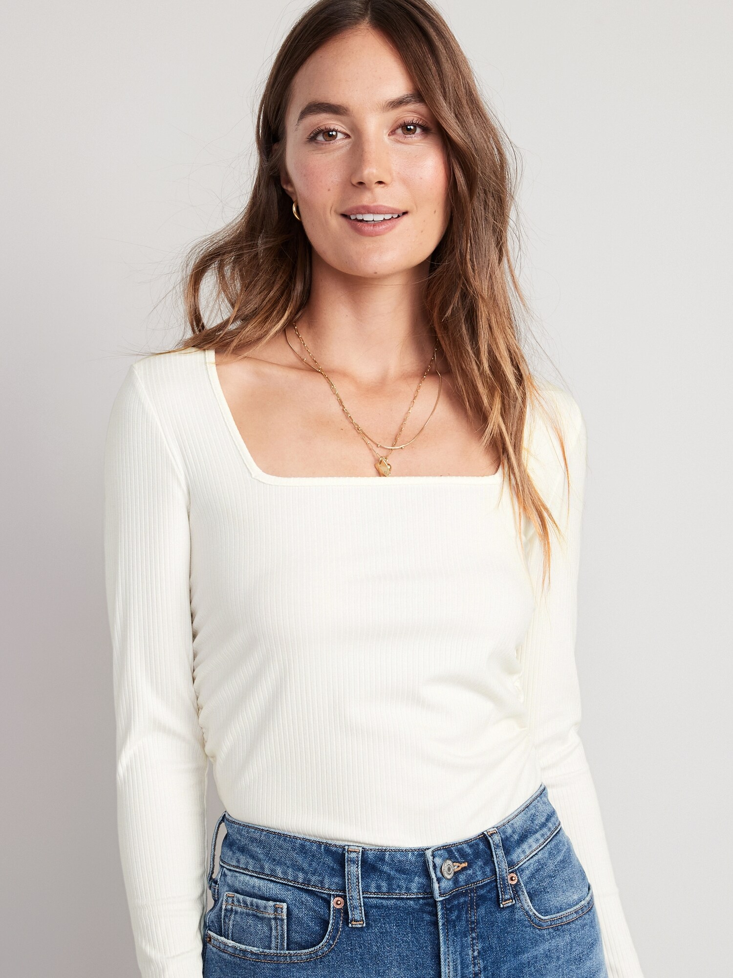 Luxe Cropped Rib-Knit Shirred Top for Women | Old Navy