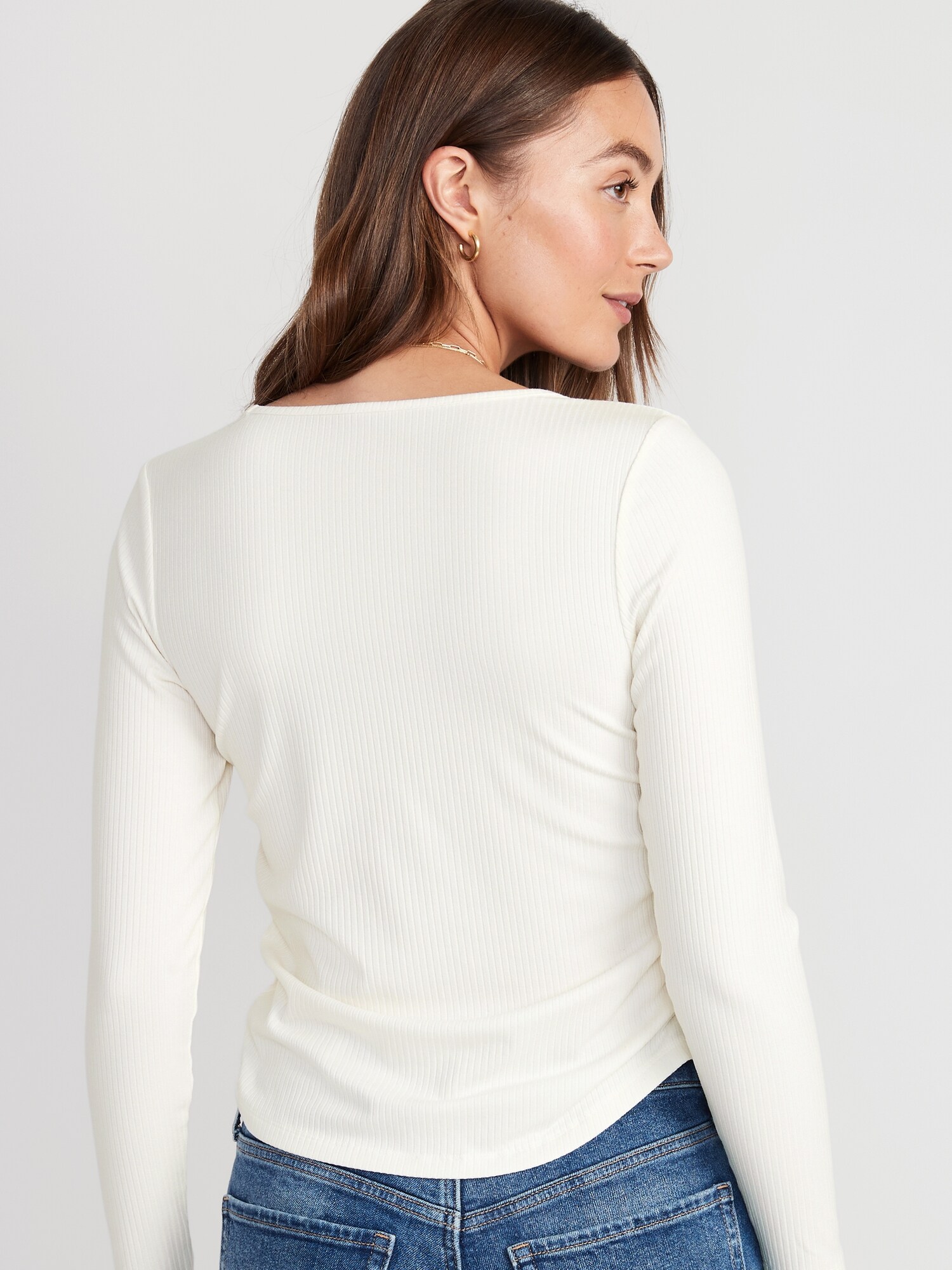 Luxe Cropped Rib-Knit Shirred Top for Women | Old Navy