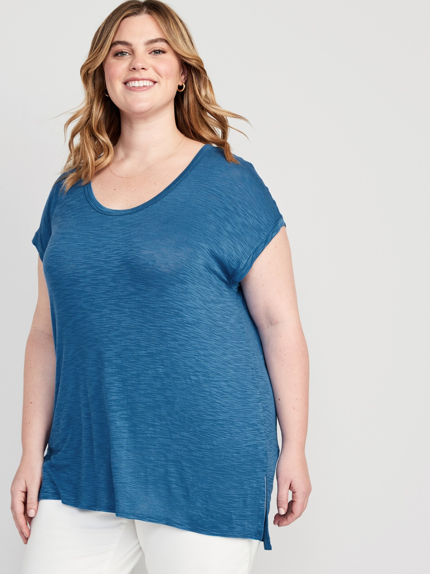 Luxe Voop-Neck Tunic T-Shirt | Old Navy