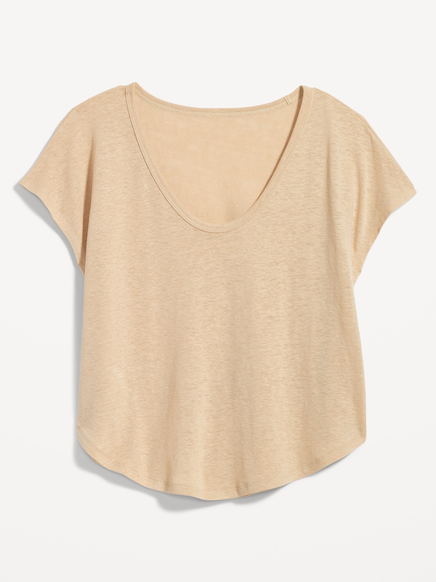 Linen-Blend Crop Voop-Neck T-Shirt | Old Navy