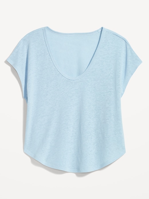 Linen-Blend Crop Voop-Neck T-Shirt | Old Navy