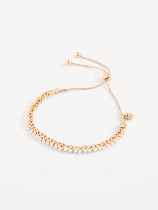 Gold-Plated Beaded Adjustable Chain Bracelet for Women | Old Navy