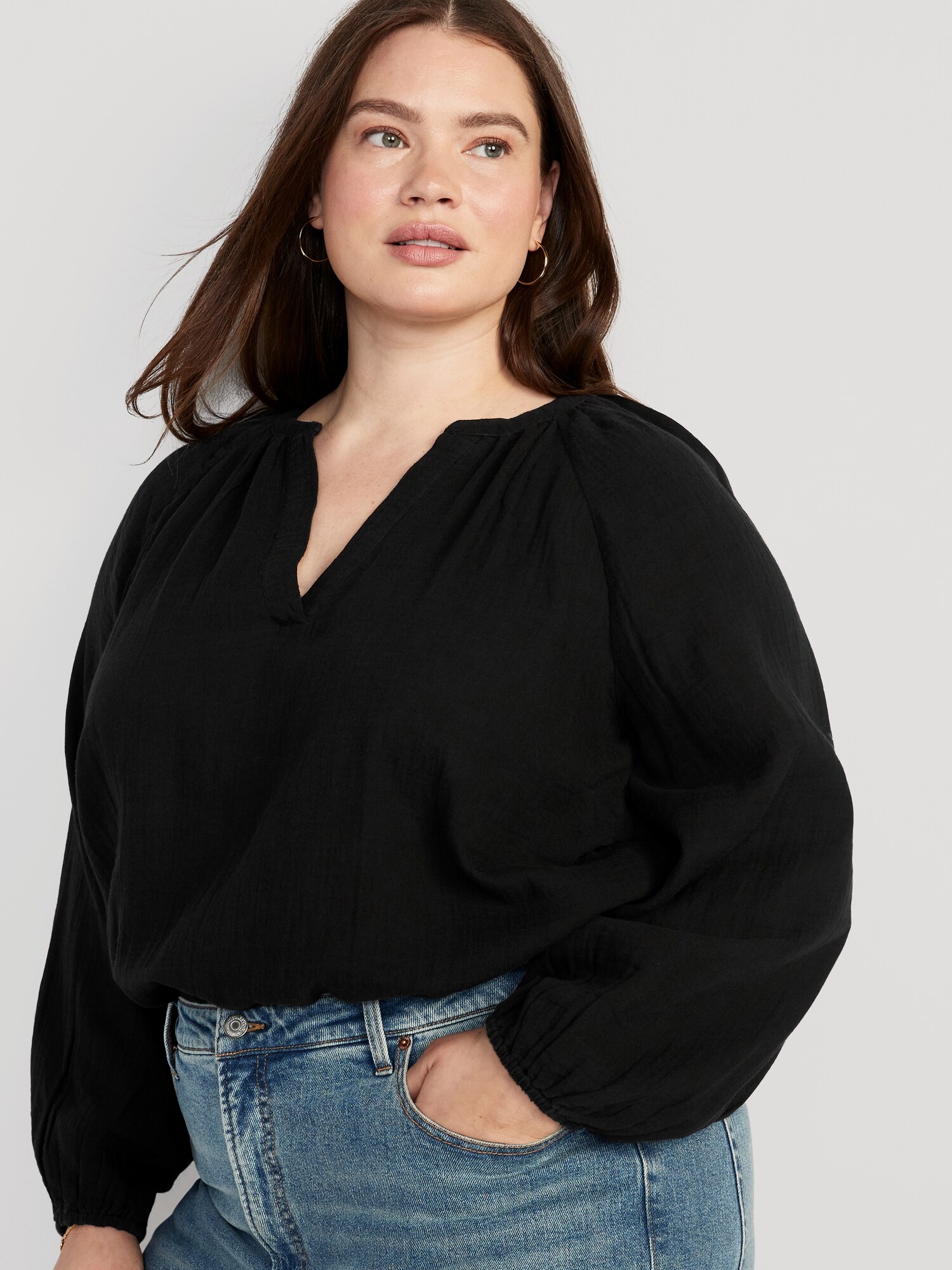 Split-Neck Blouse | Old Navy