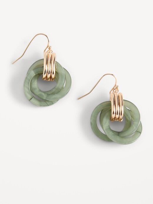 Gold-Plated Green Dangling Chain-Link Earrings for Women | Old Navy