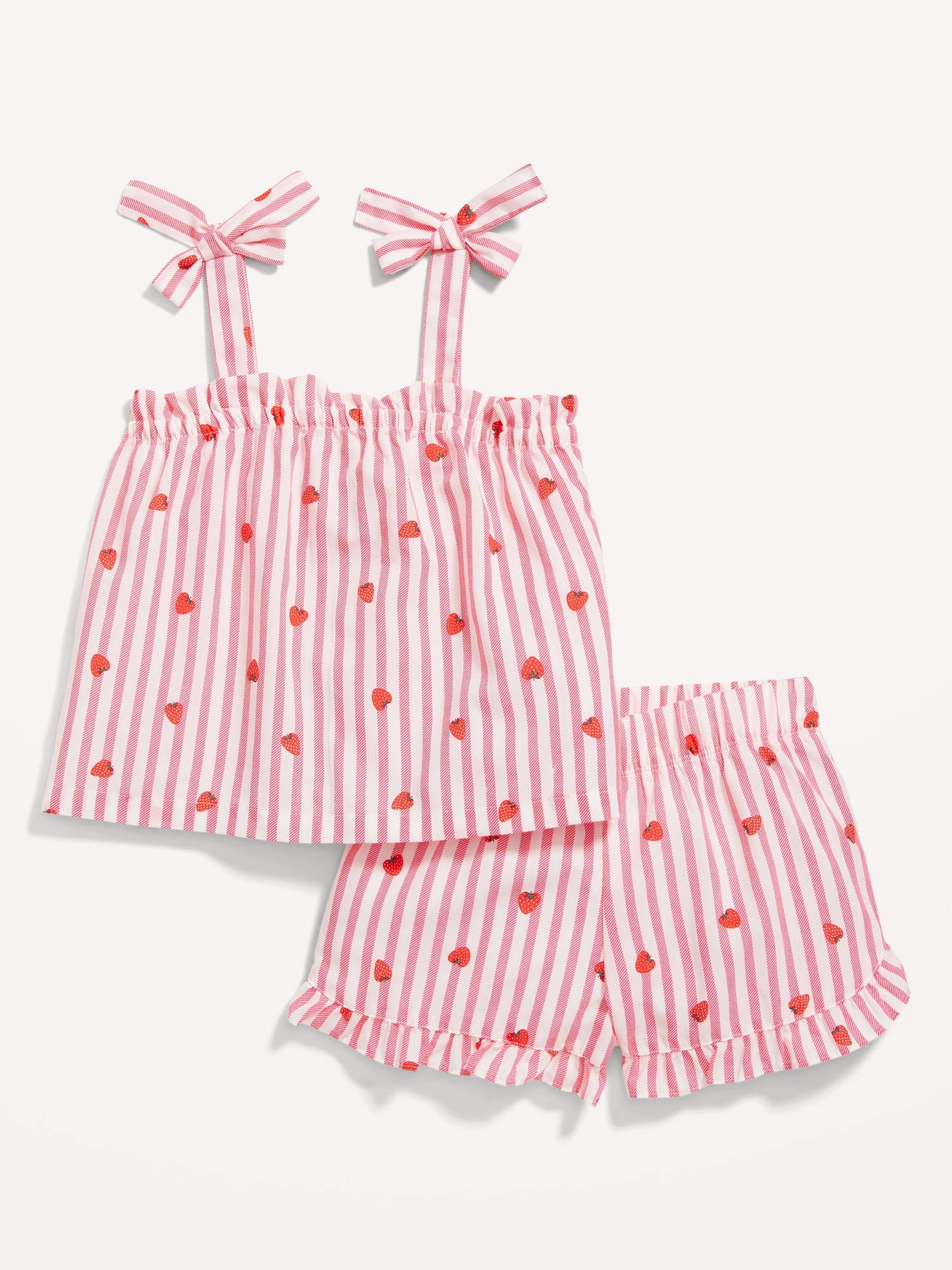 Matching Printed Poplin Cropped Tie-Shoulder Pajama Shorts Set for ...