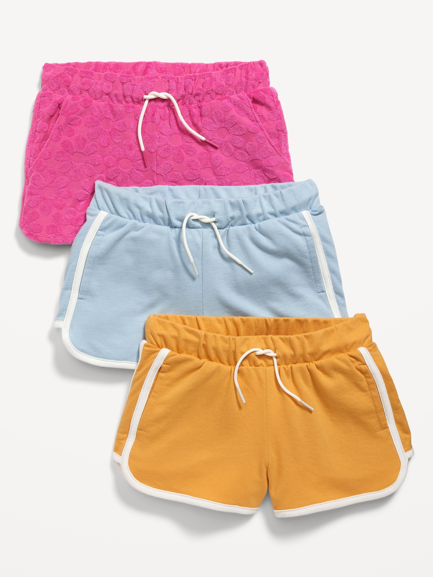 Patterned Loop-Terry Dolphin-Hem Cheer Shorts 3-Pack for Girls | Old Navy