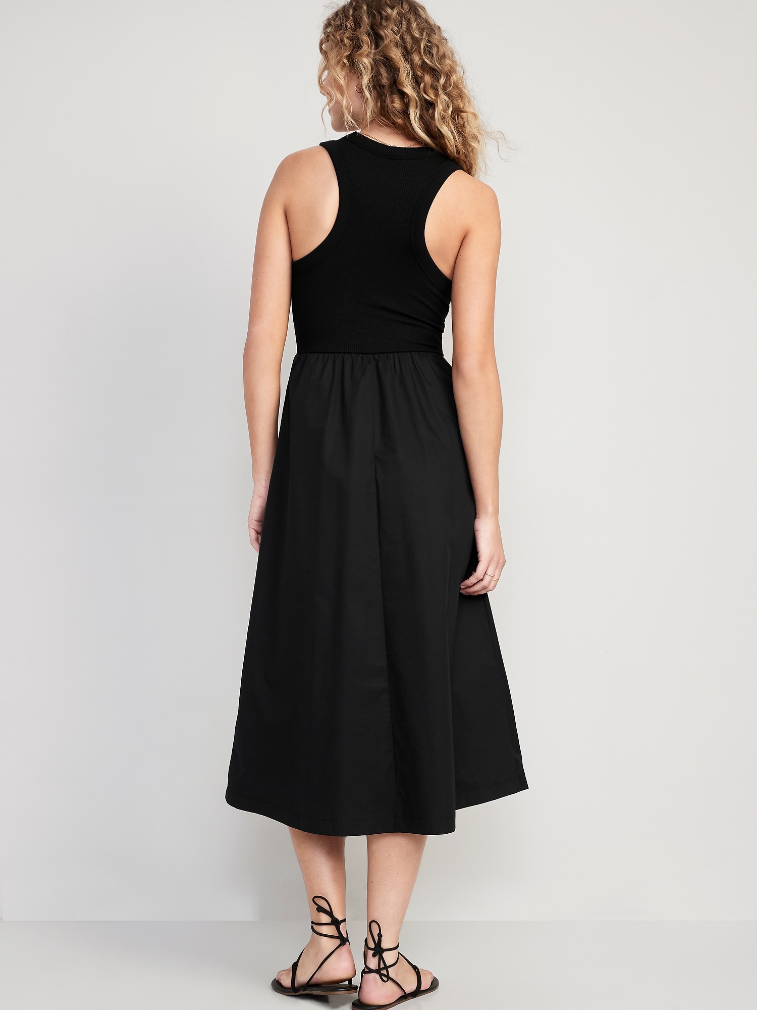 Fit & Flare Combination Midi Dress | Old Navy
