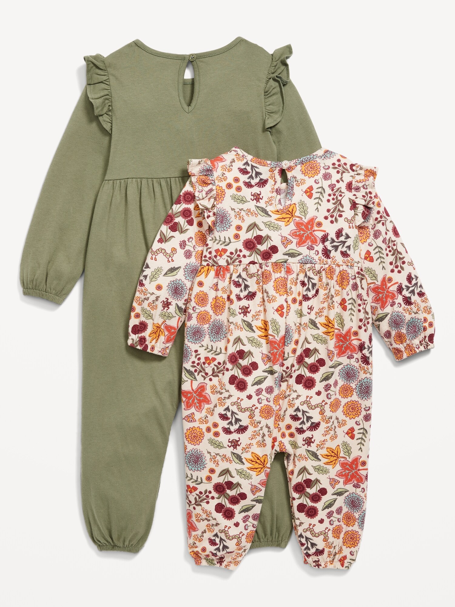 2-Pack Long-Sleeve Ruffle-Trim Jumpsuit for Baby | Old Navy