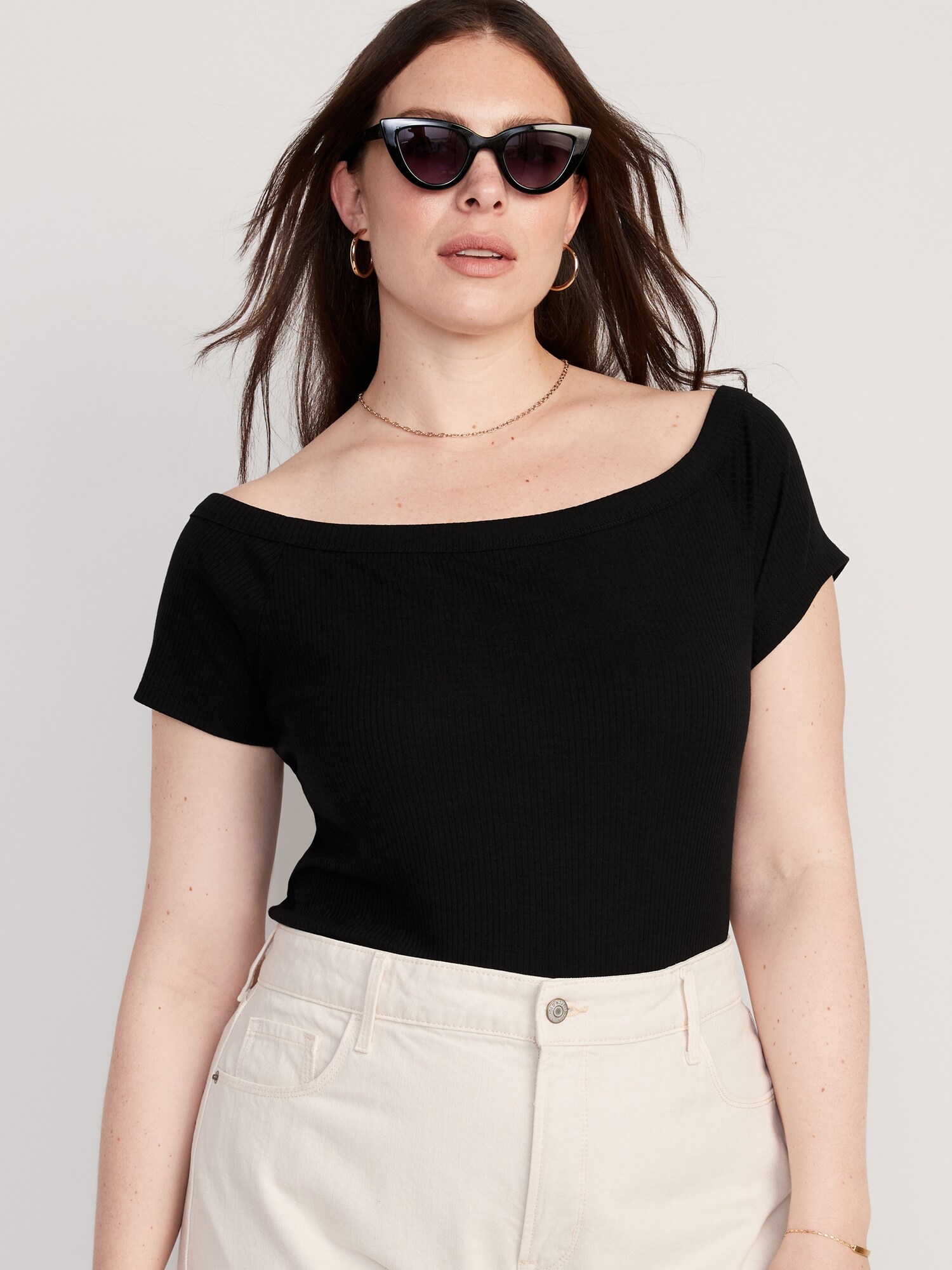 Fitted Off-The-Shoulder T-Shirt | Old Navy