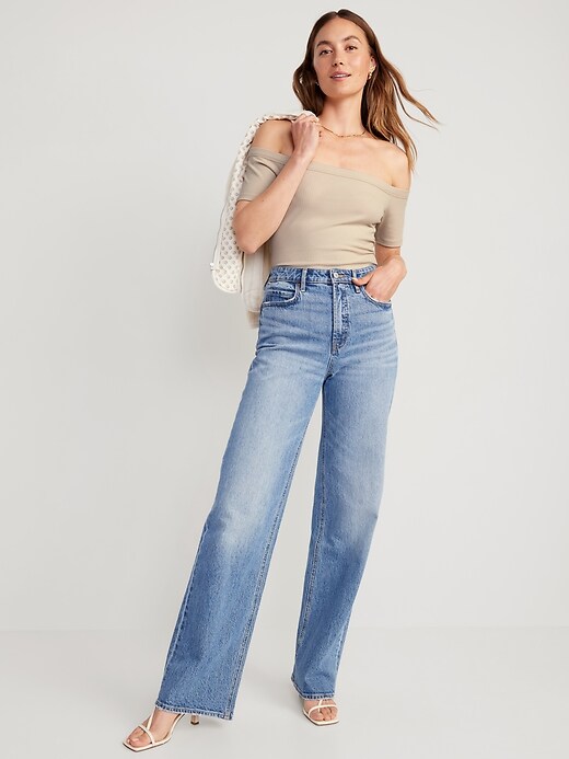 Fitted Off-The-Shoulder T-Shirt | Old Navy