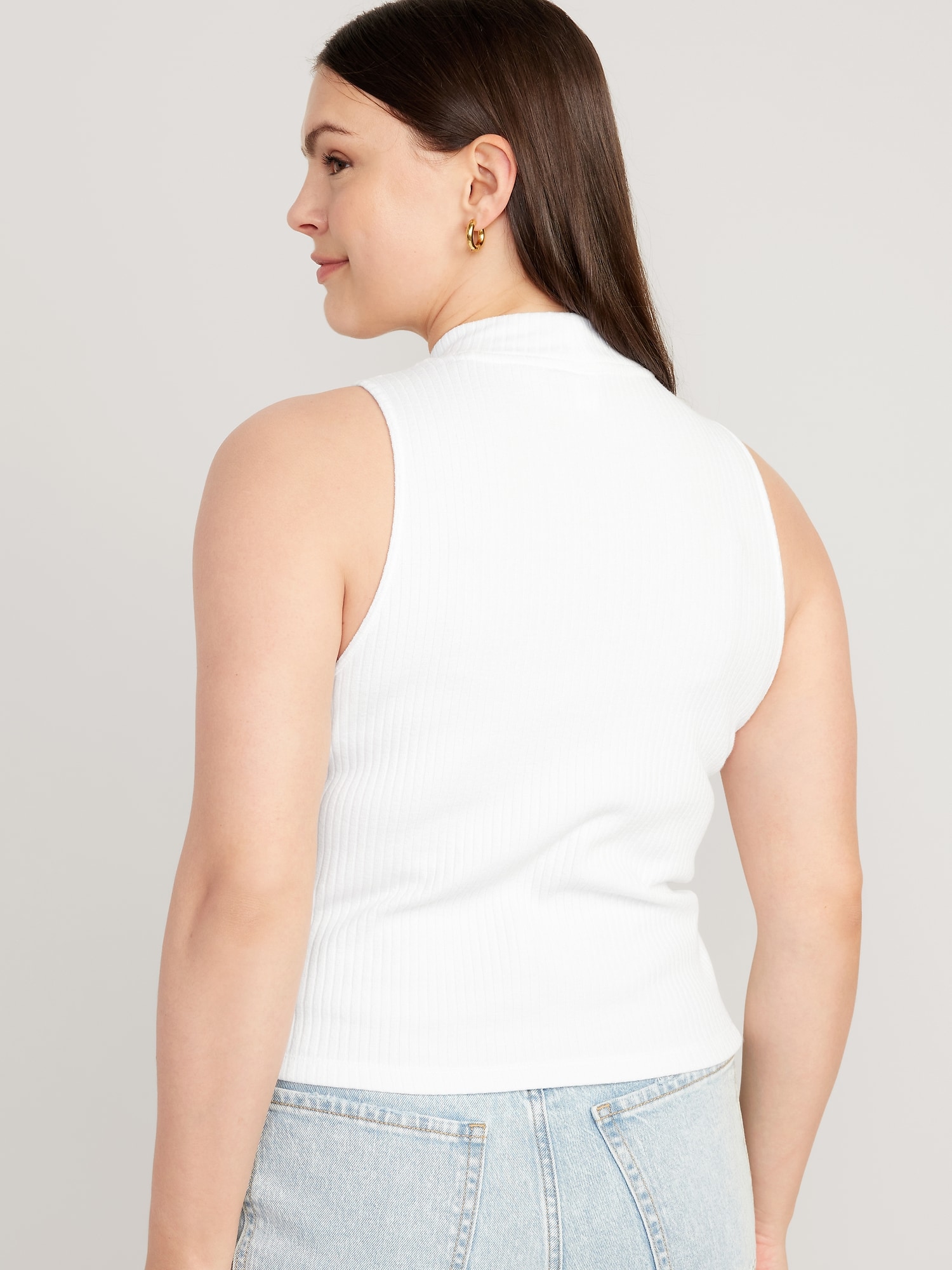 Fitted Sleeveless Mock-Neck Top | Old Navy