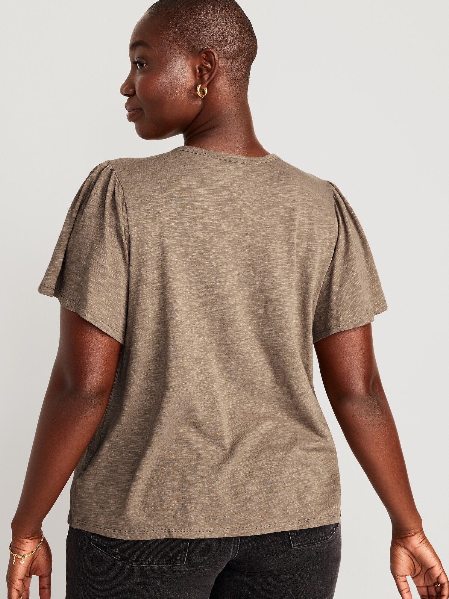 Flutter-Sleeve Slub-Knit Top | Old Navy