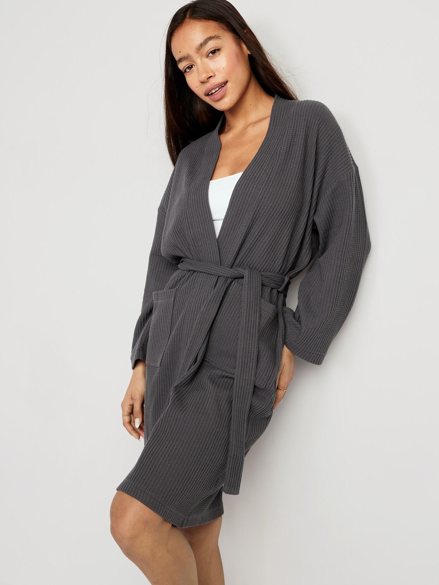 Oversized Waffle-Knit Tie-Belt Robe for Women | Old Navy
