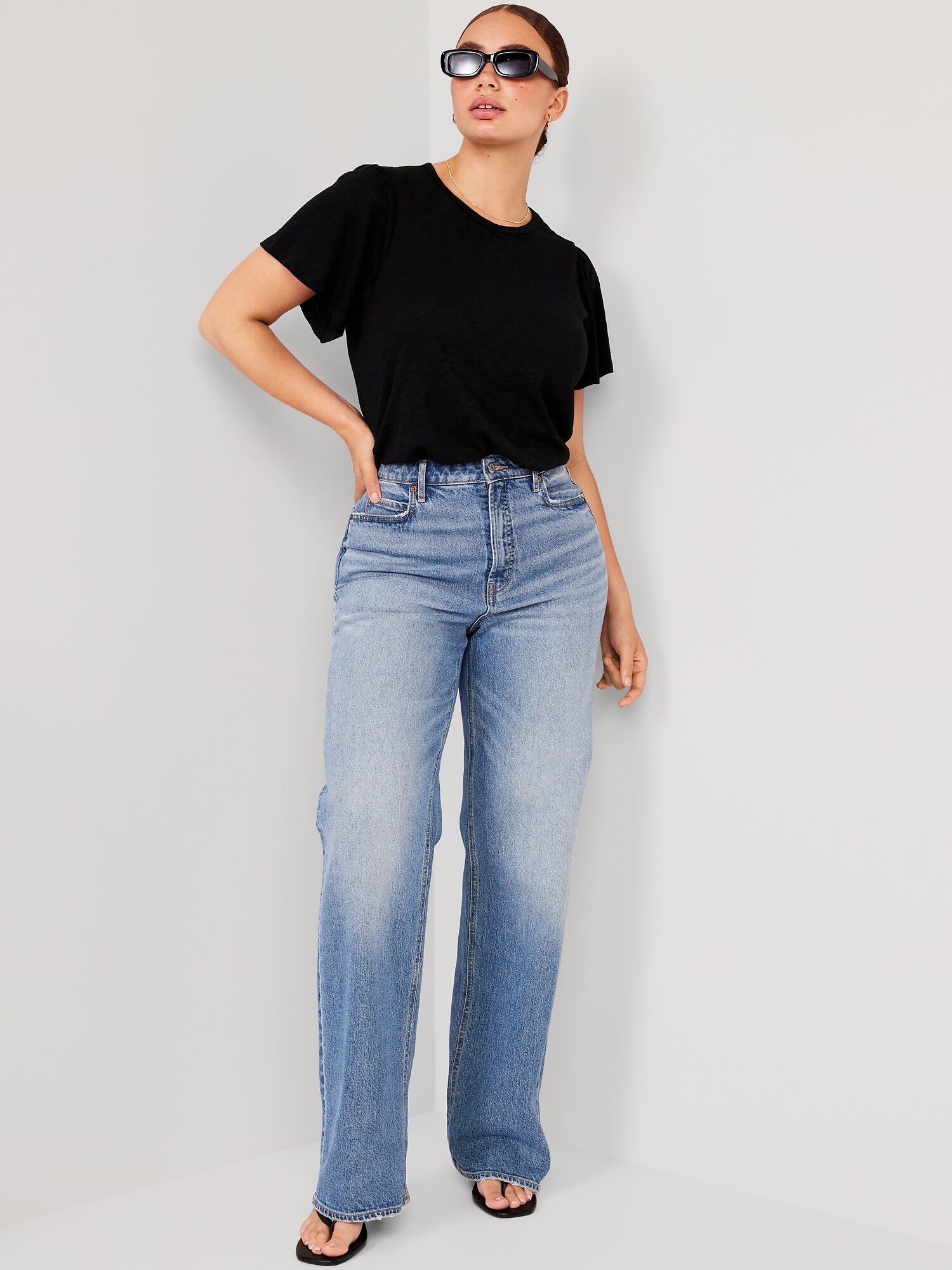 Flutter-Sleeve Slub-Knit Top | Old Navy