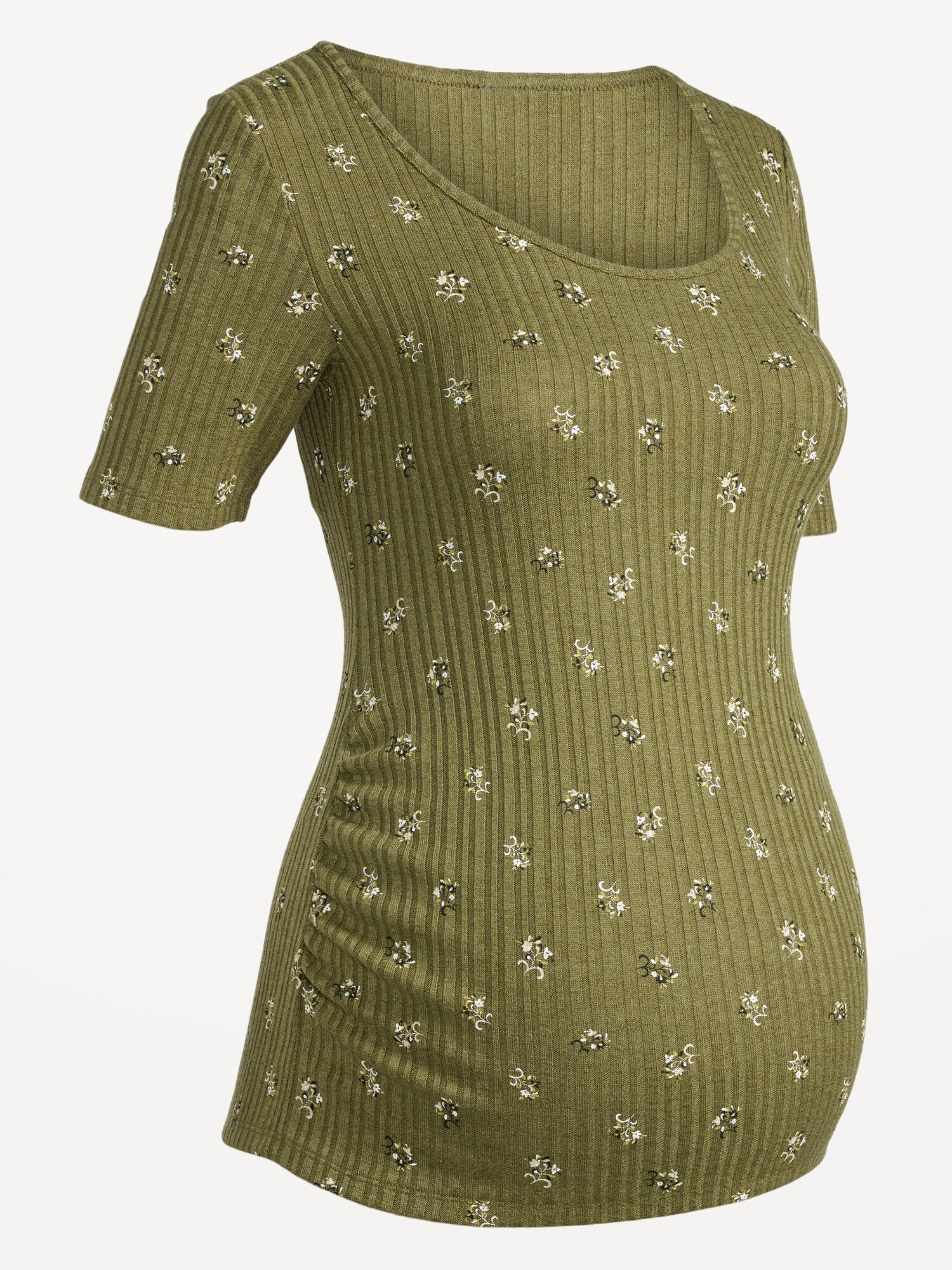 Maternity Fitted Elbow-Sleeve Rib-Knit Top | Old Navy