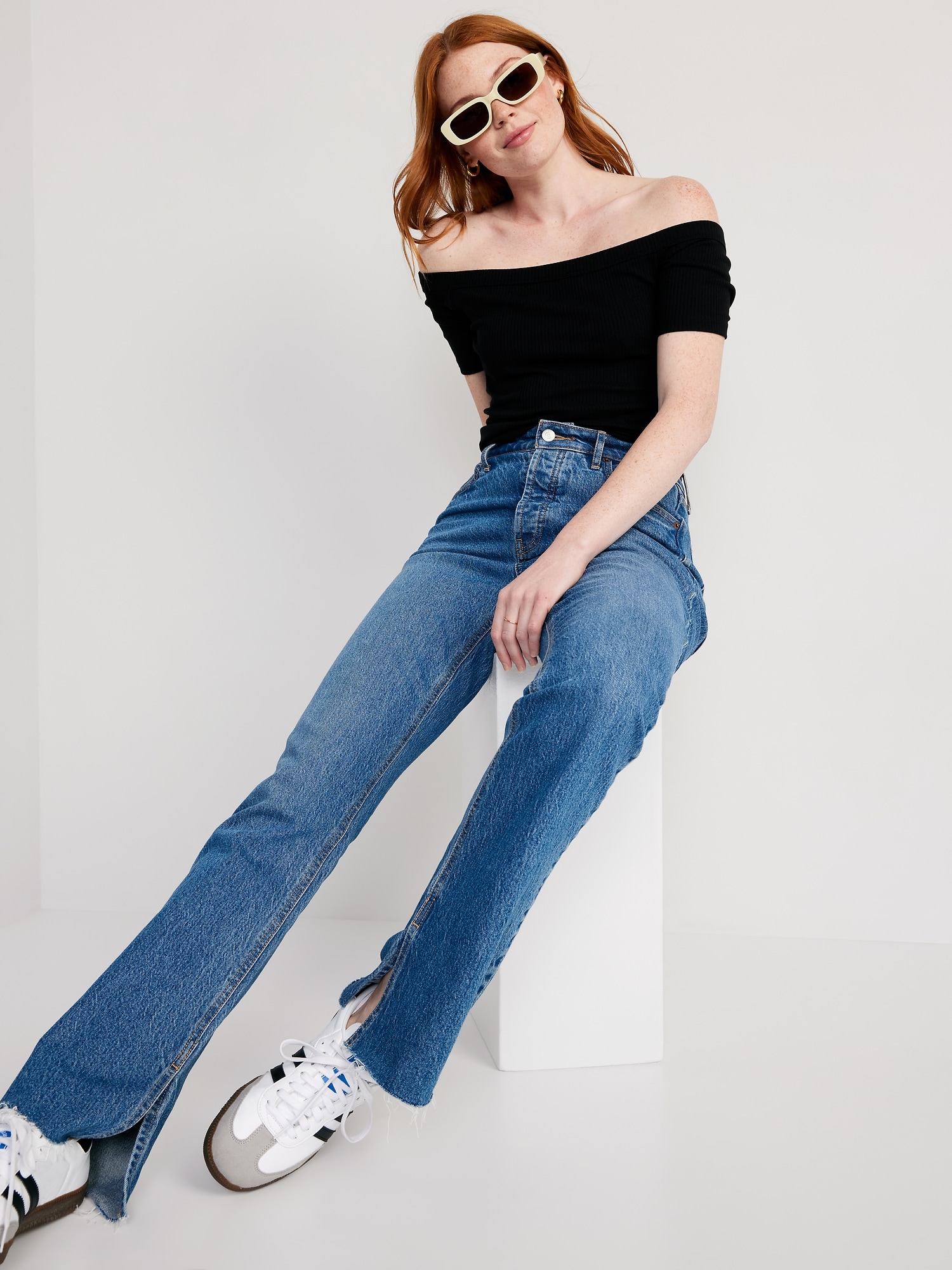 Fitted Off-The-Shoulder T-Shirt | Old Navy