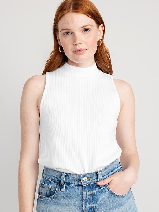 Fitted Sleeveless Mock-Neck Top | Old Navy