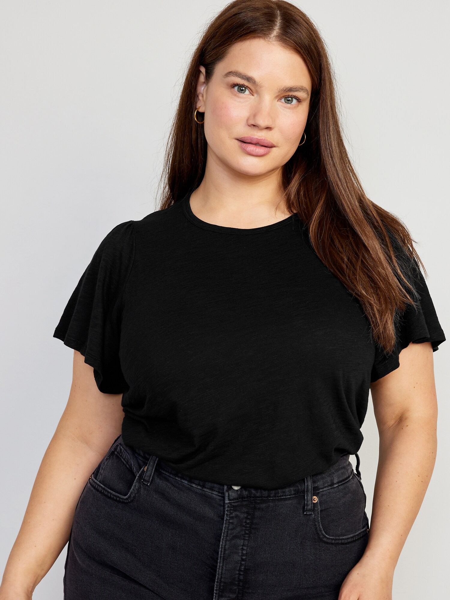 Flutter-Sleeve Slub-Knit Top | Old Navy
