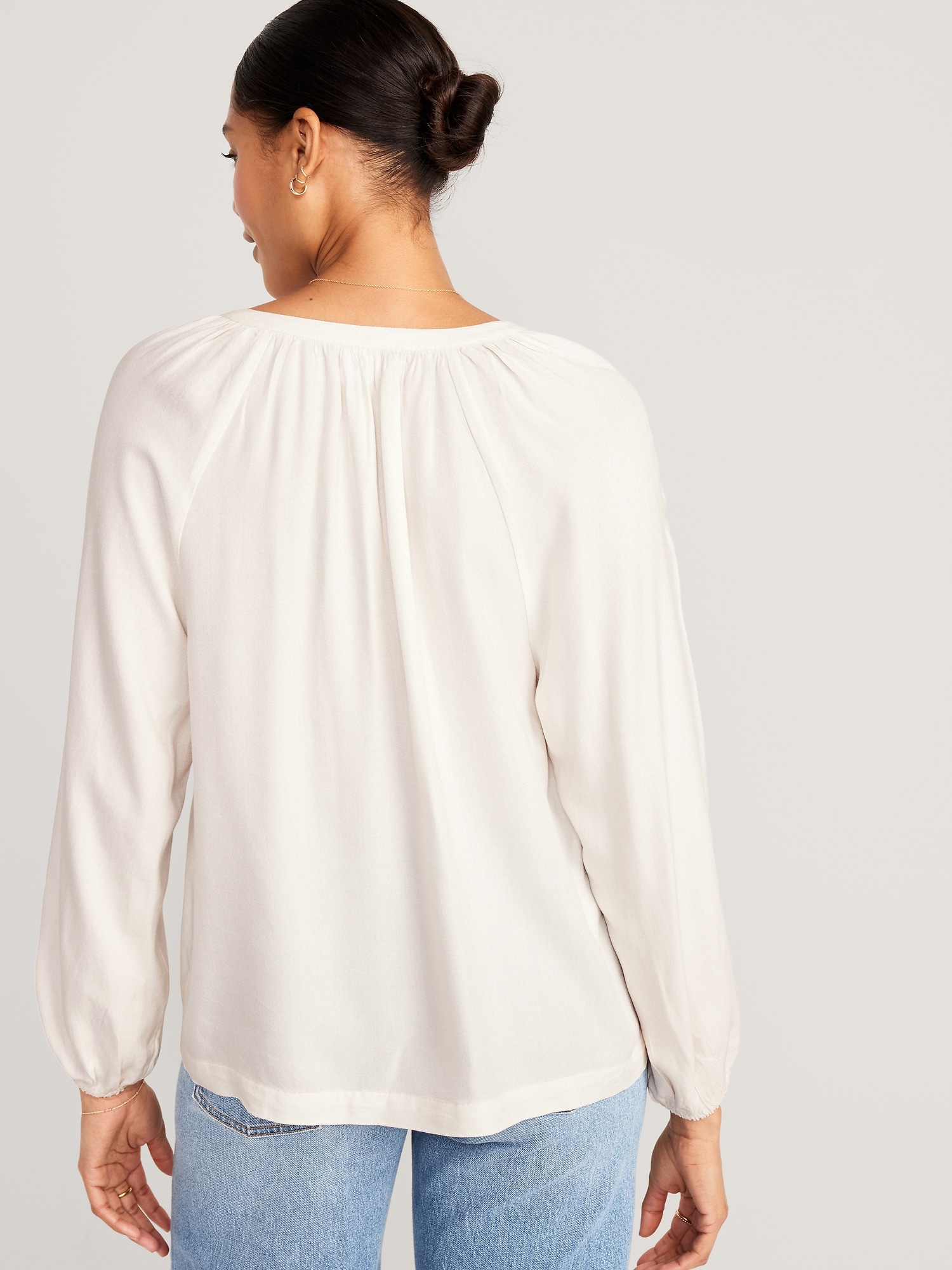 Long-Sleeve Split-Neck Top for Women | Old Navy