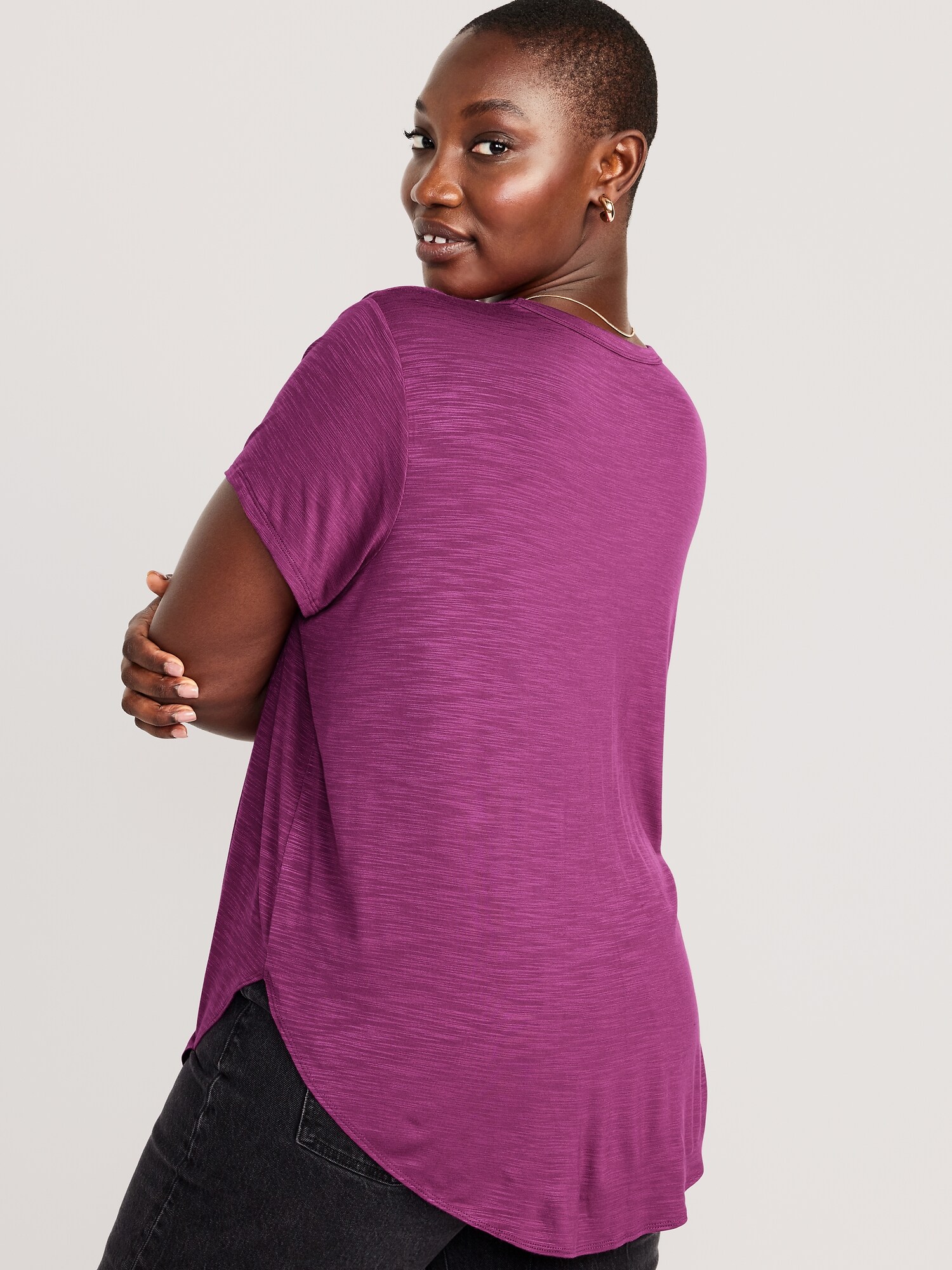 Luxe Voop-Neck Tunic T-Shirt | Old Navy