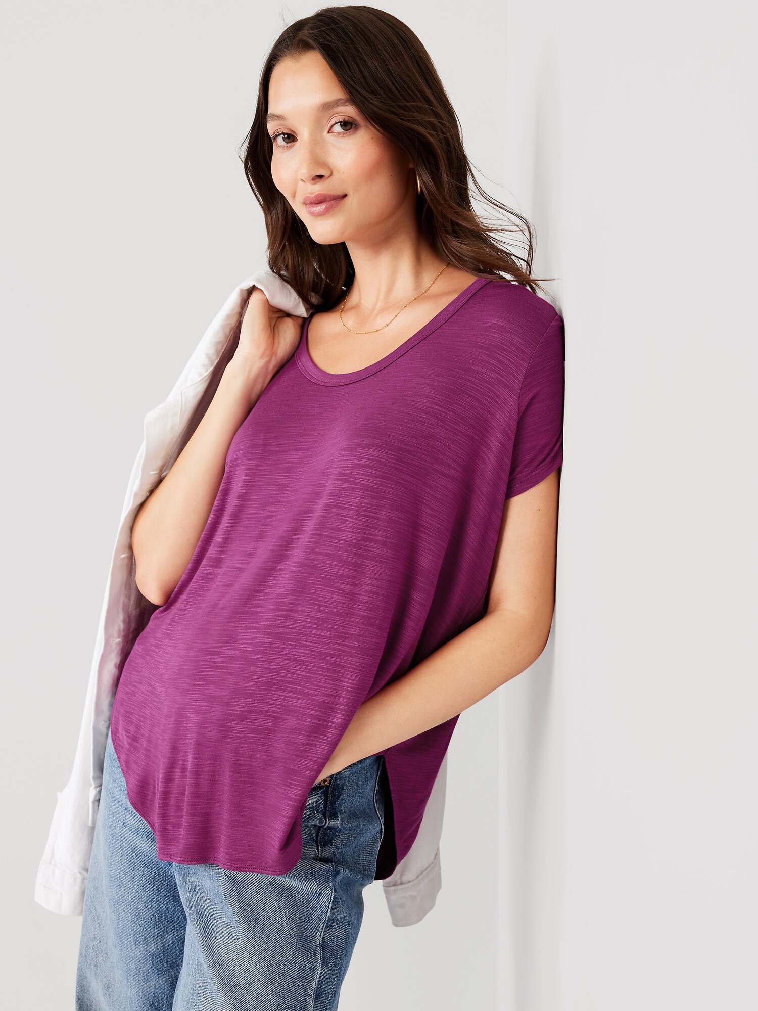 Luxe Voop-Neck Tunic T-Shirt | Old Navy