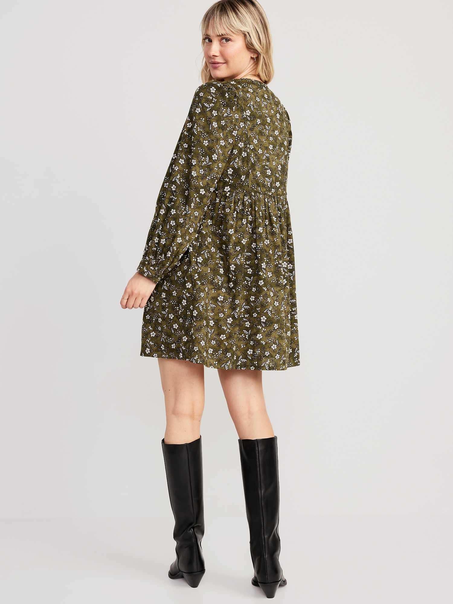 Long-Sleeve Mini Swing Dress | Old Navy