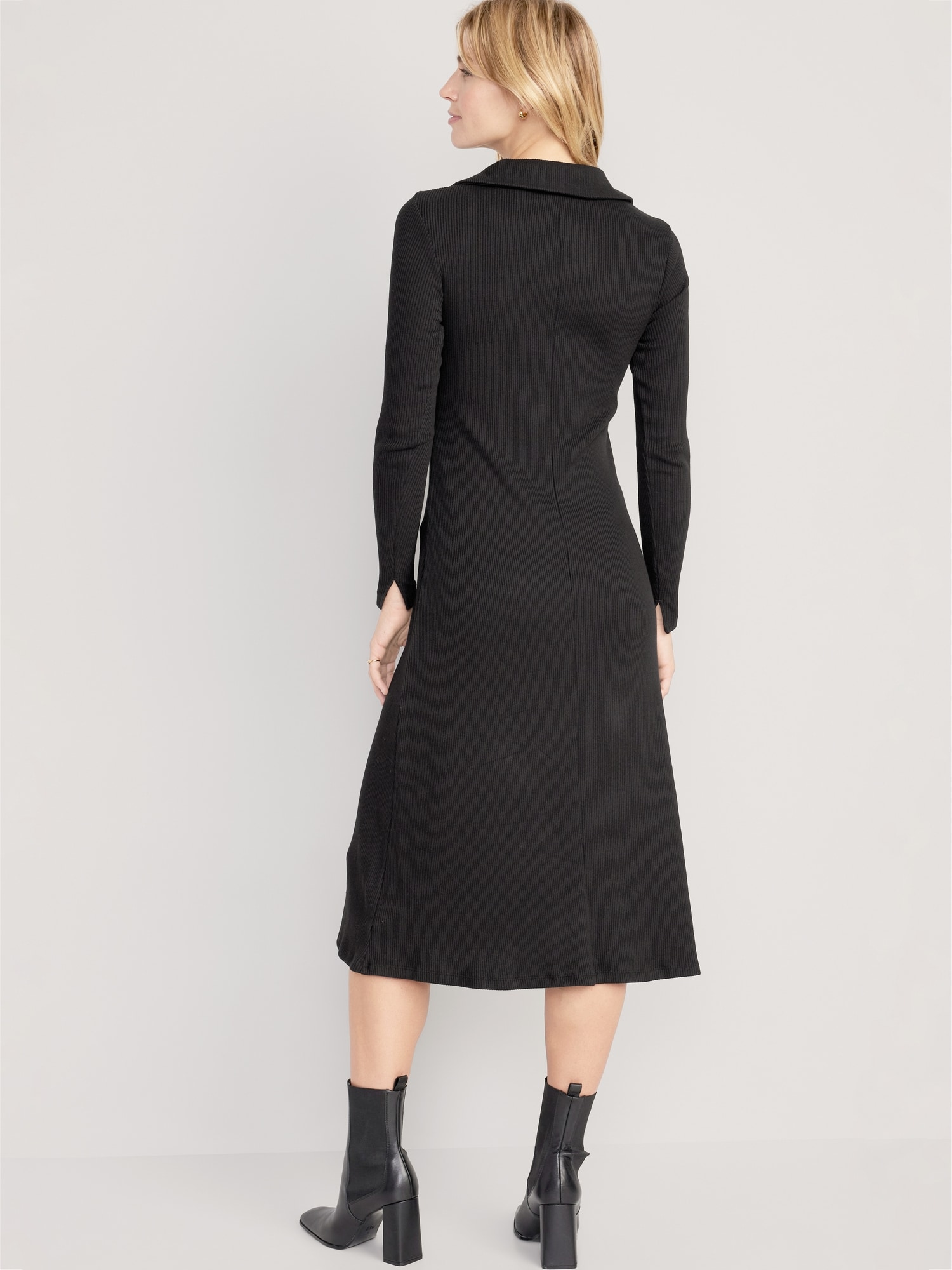Fit & Flare Long-Sleeve Henley Midi Dress for Women | Old Navy