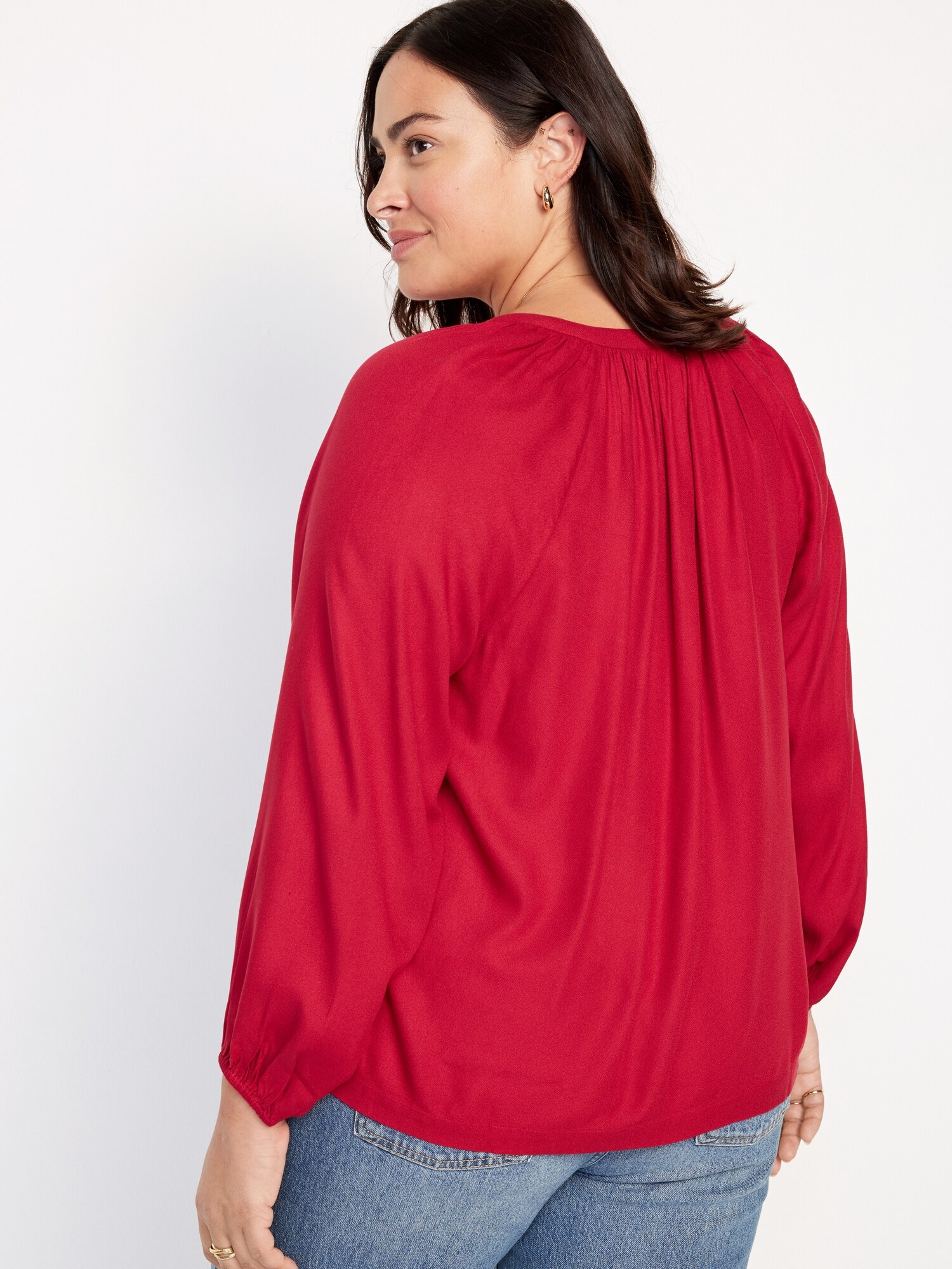 Long-Sleeve Split-Neck Top | Old Navy