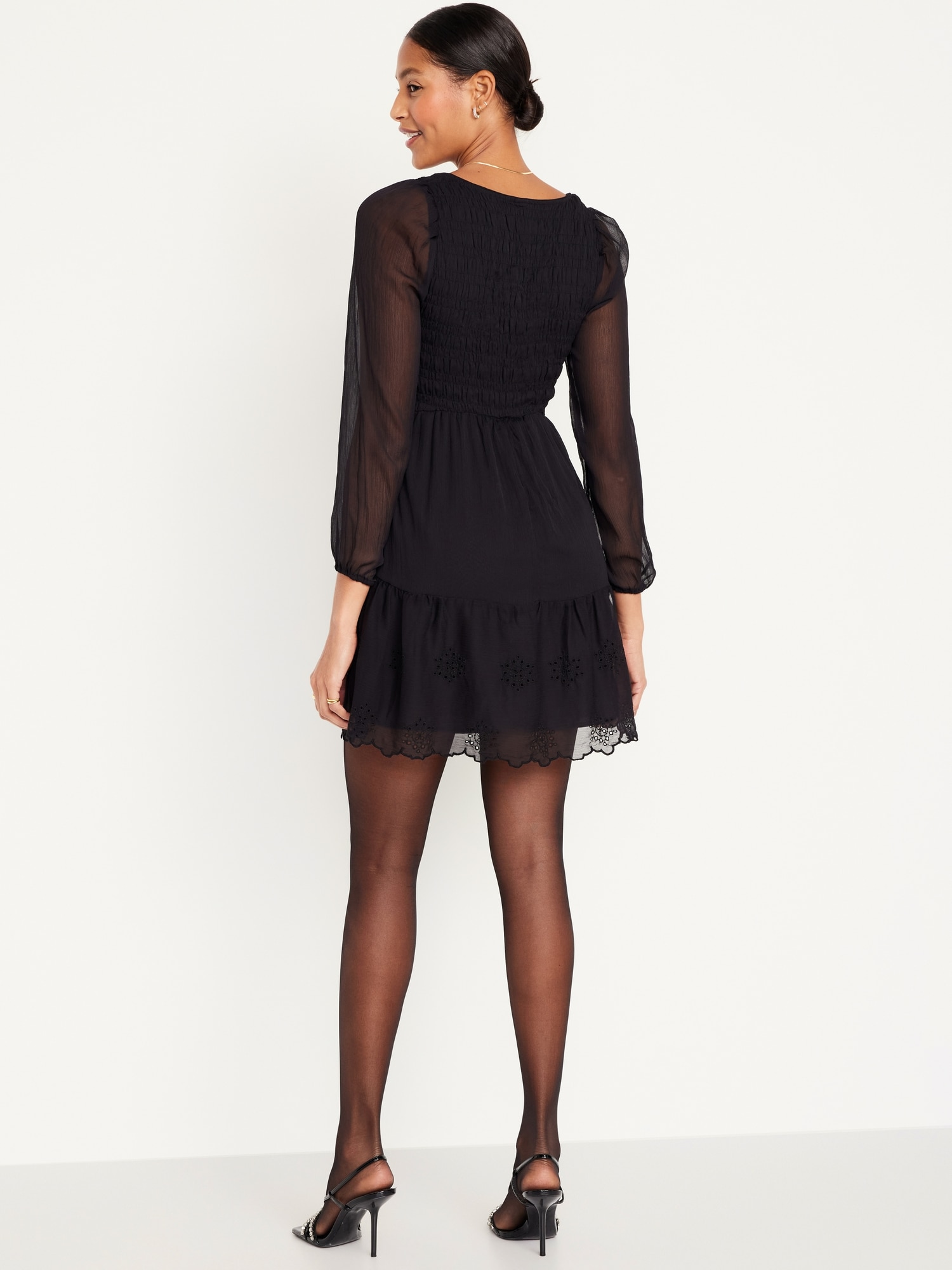 Fit & Flare Eyelet Mini Dress | Old Navy