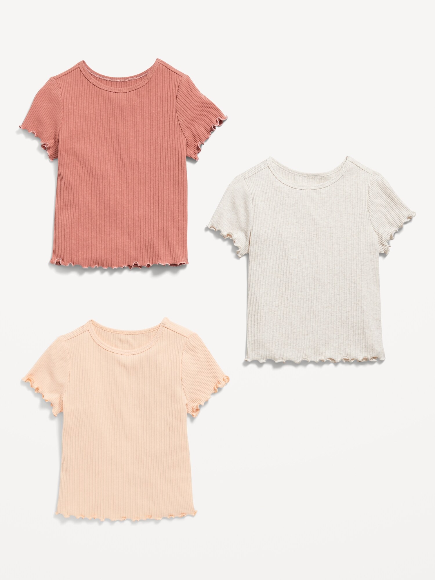 Short-Sleeve Lettuce-Edge T-Shirt 3-Pack for Toddler Girls | Old Navy
