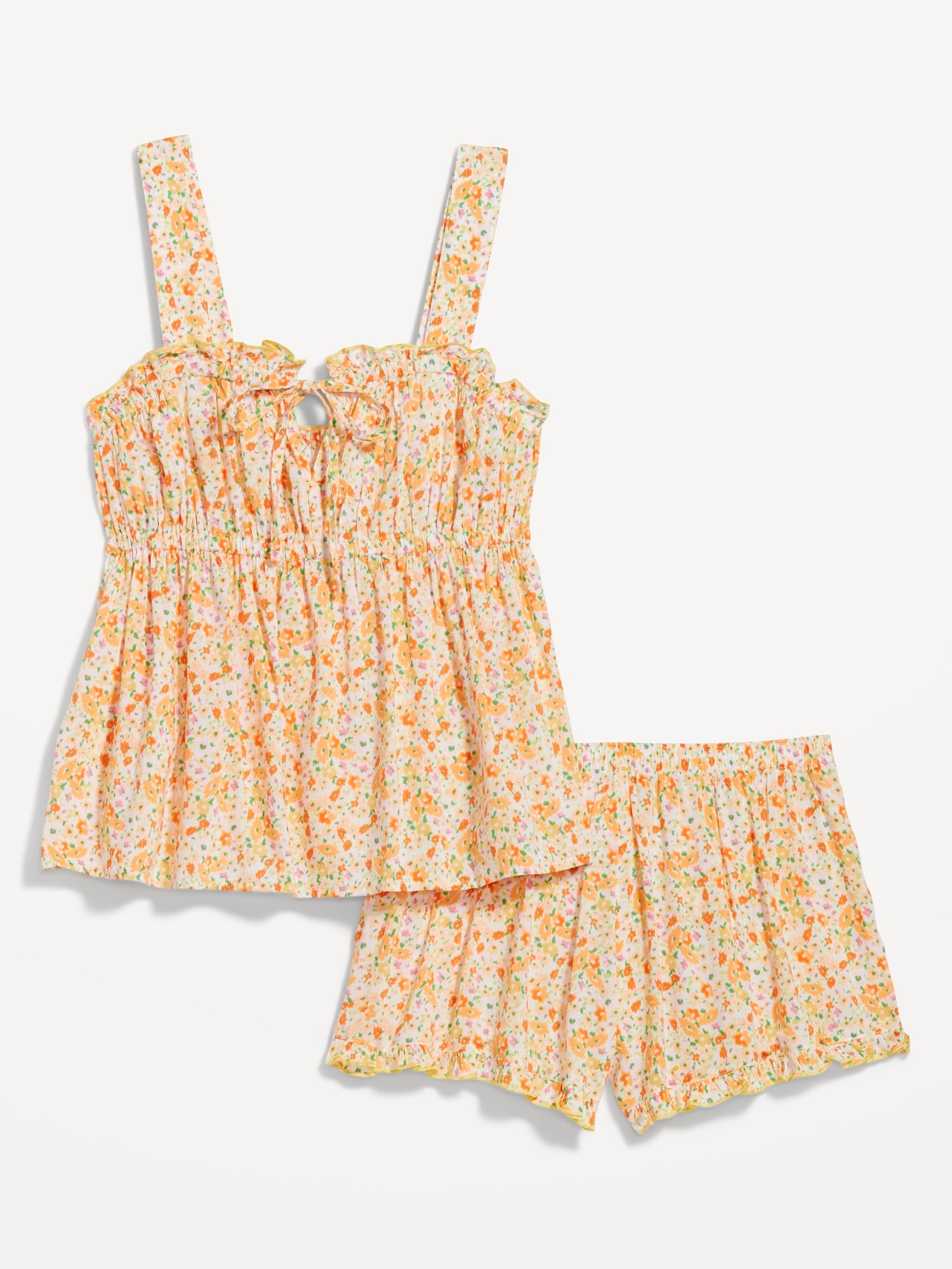 Ruffle-Trim Pajama Short Set | Old Navy