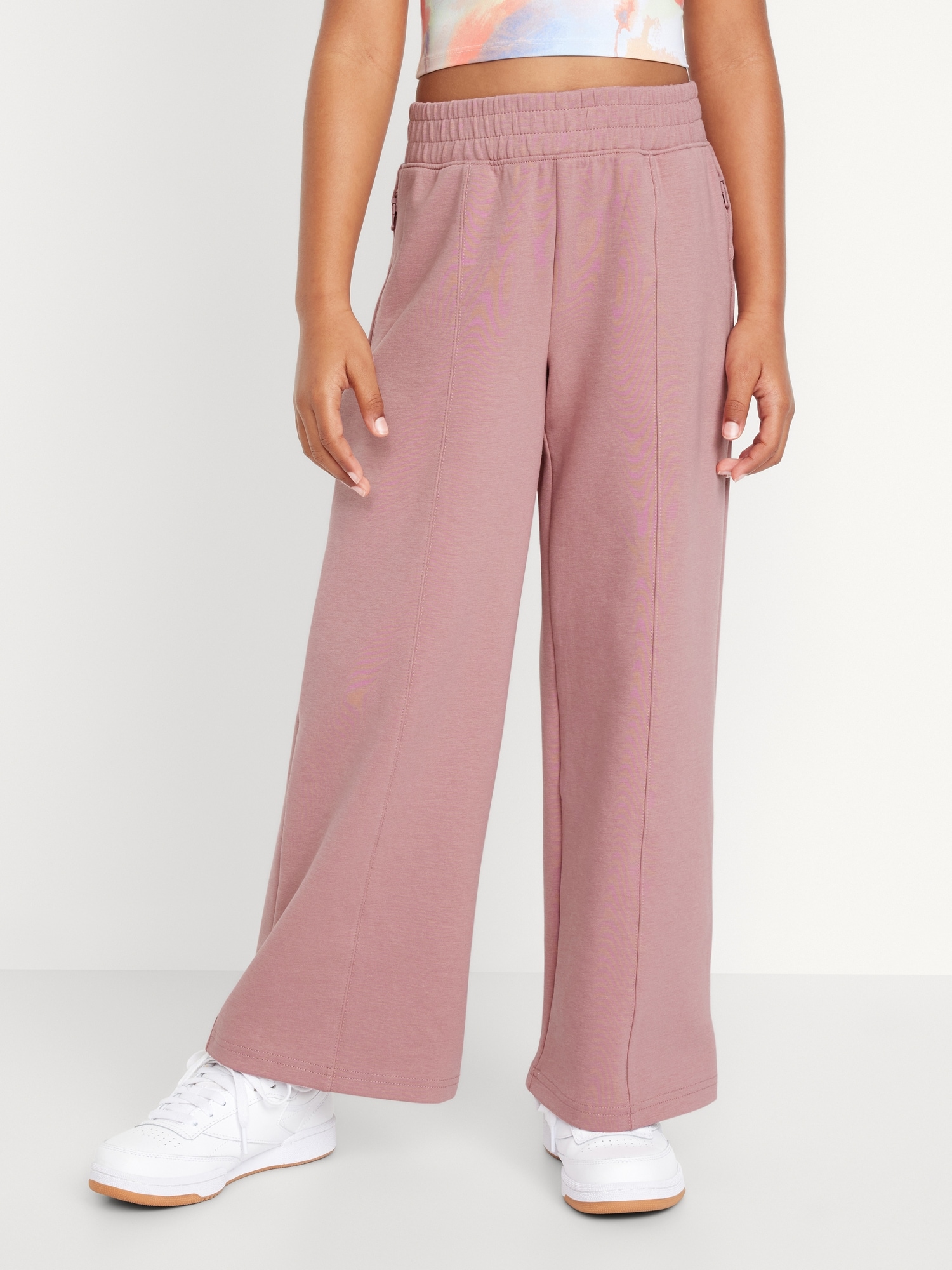Pantalon Jambe Large En Molleton Dynamique à Taille Haute Avec Poches à