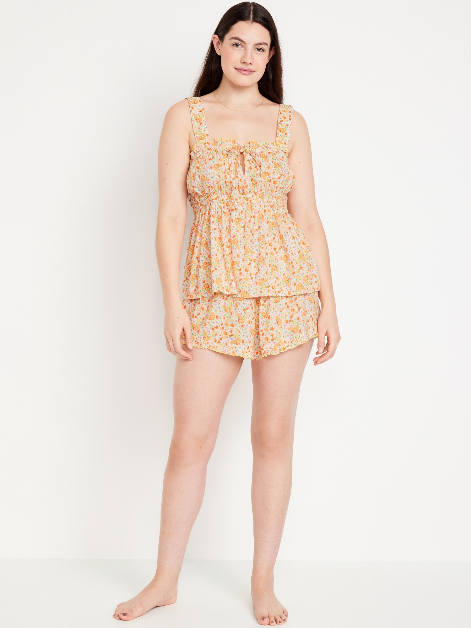 Ruffle-Trim Pajama Short Set | Old Navy