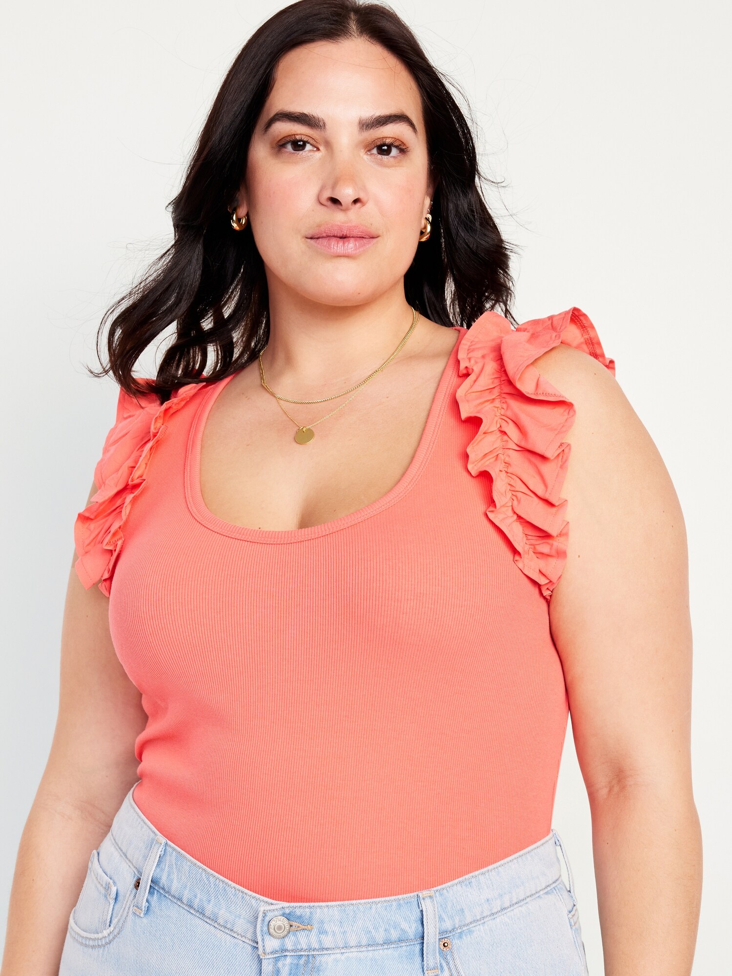 Ruffled Mixed Fabric Tank Top | Old Navy