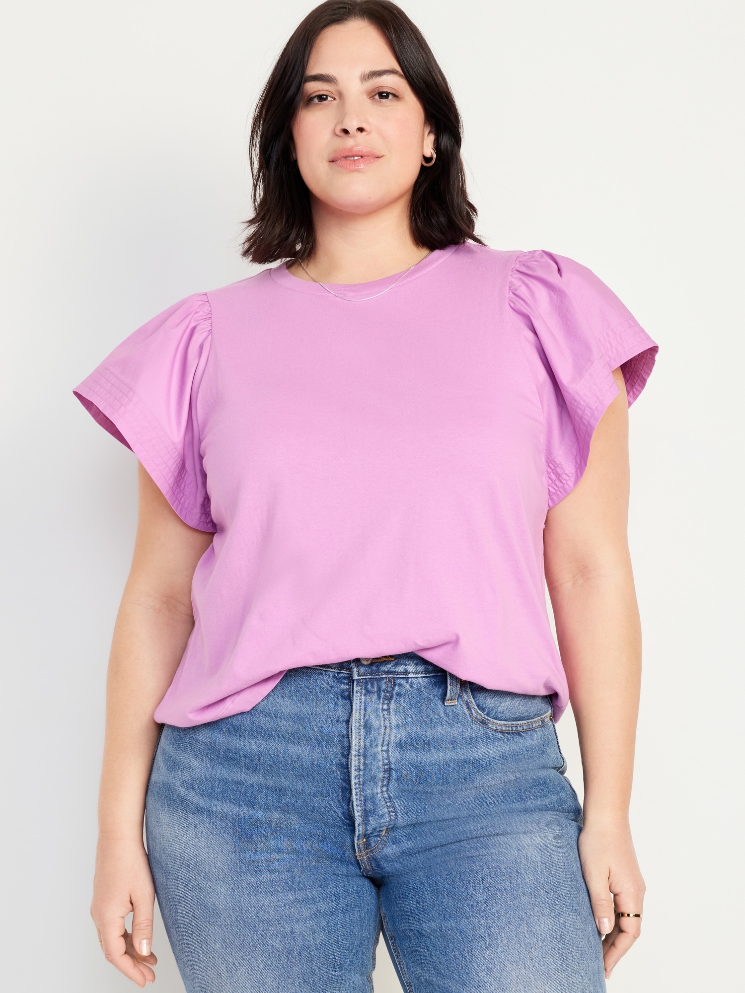 Flutter-Sleeve Combination Top | Old Navy