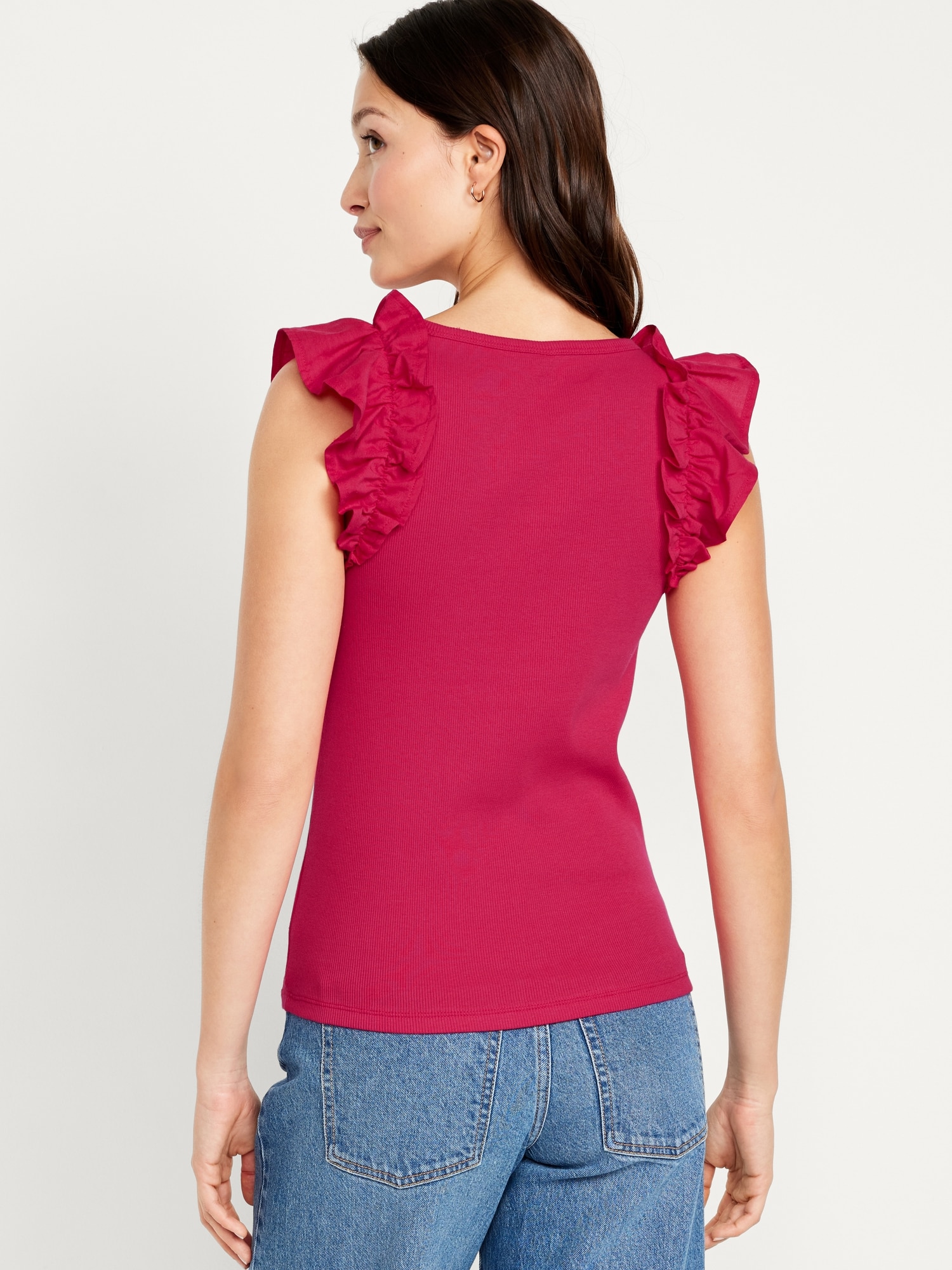 Ruffled Mixed Fabric Tank Top | Old Navy