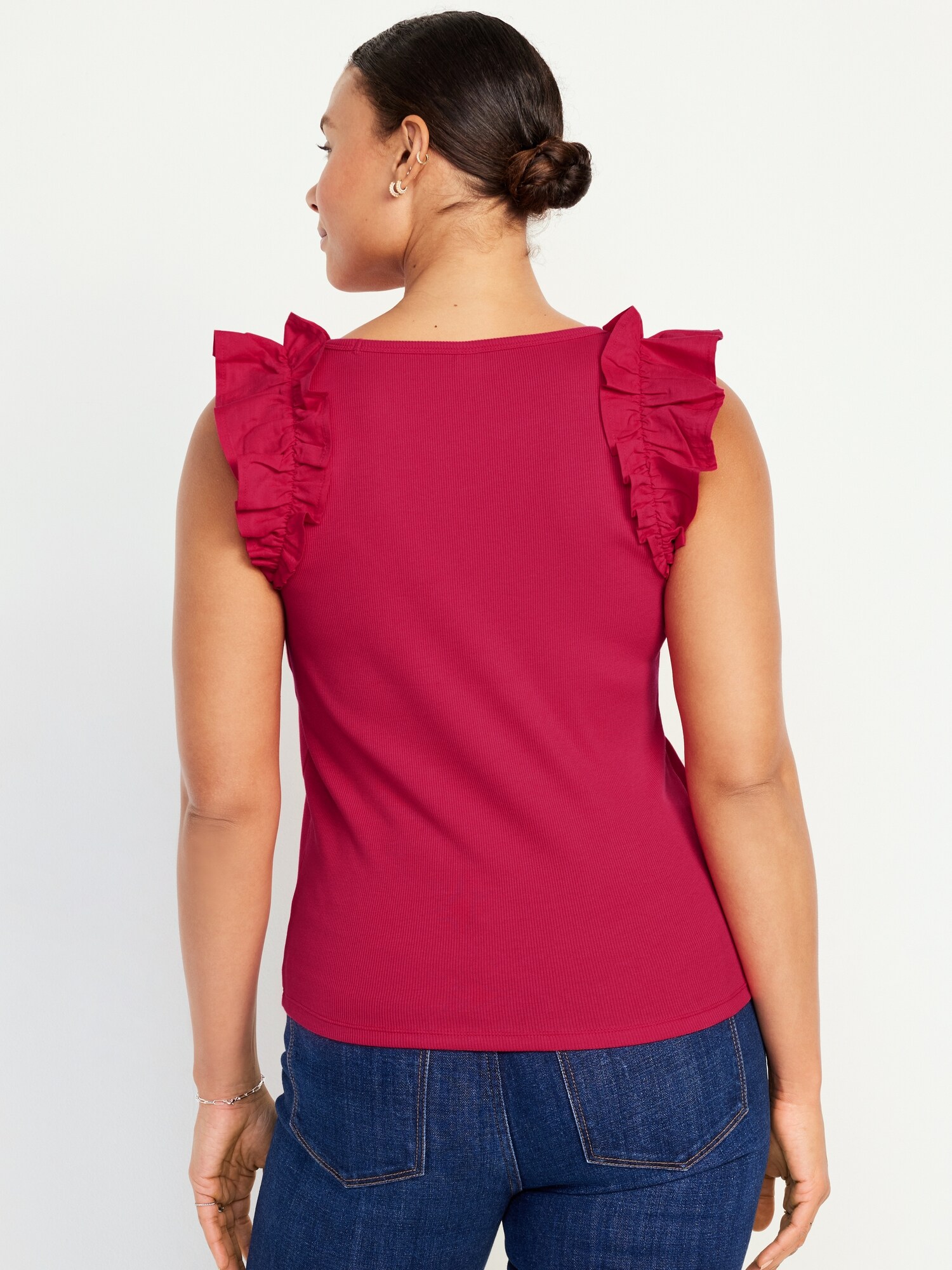 Ruffled Mixed Fabric Tank Top | Old Navy
